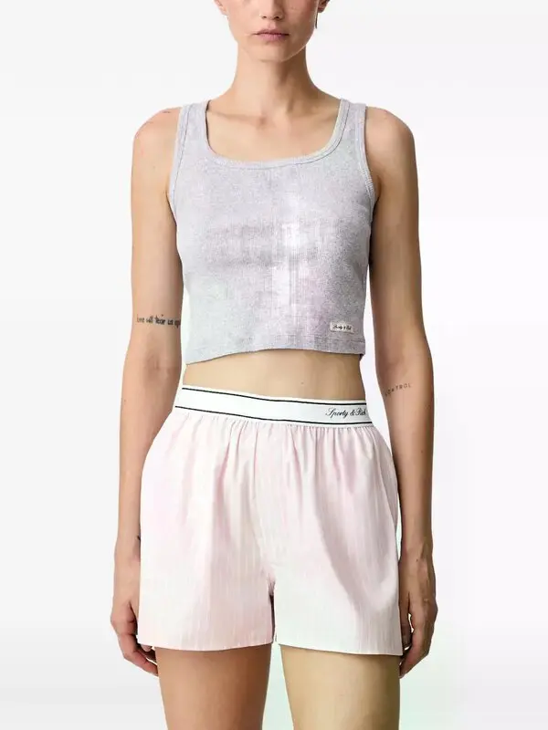 Sporty & Rich Ribbed Cropped Tank Top - Grey