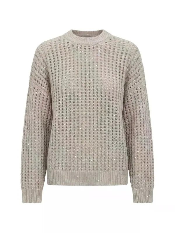 Peserico Sequin-embellished Open-knit Sweater - Brown