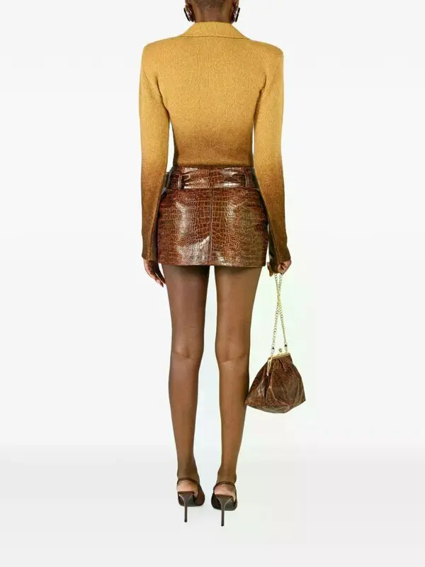 ROWEN ROSE Croco-effect Belted Mini Skirt