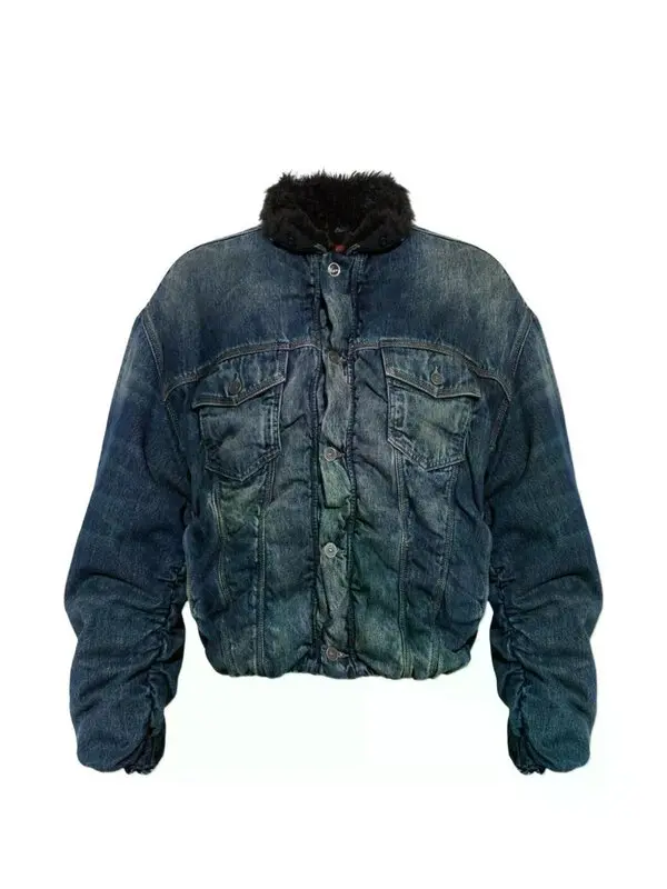 DIESEL® D-curly-fsj1 Faded-effect Ruched-detail Jacket - Blue