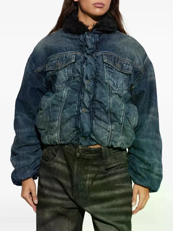 DIESEL® D-curly-fsj1 Faded-effect Ruched-detail Jacket - Blue