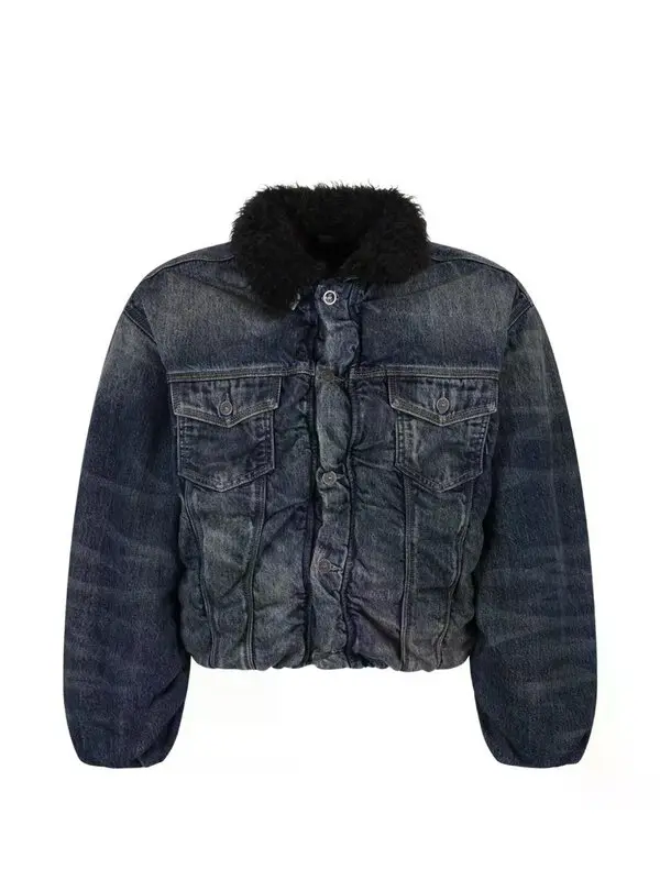 DIESEL® D-curly-fsj1 Faded-effect Ruched-detail Jacket - Blue