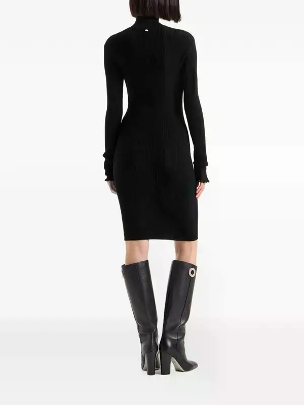 GENNY Sheer-panel Ribbed-knit Mini Dress