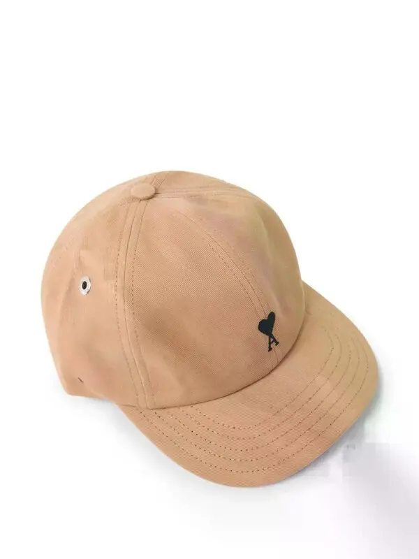 AMI Paris Beige Cotton Cap With De Coeur - Neutrals