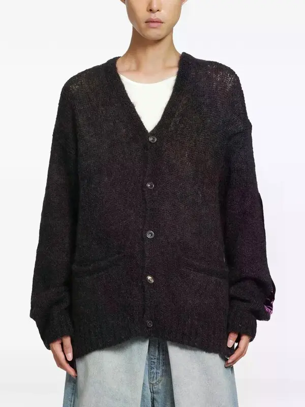 MAISON MARGIELA Velvet-patch Long-sleeve Cardigan