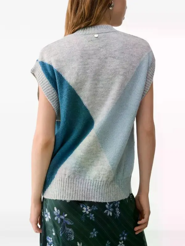 Liu Jo Argyle Vest With Jewel Embroidery