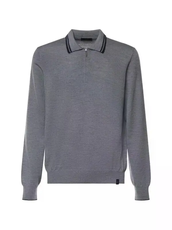 FAY Zip-up Wool Polo Shirt