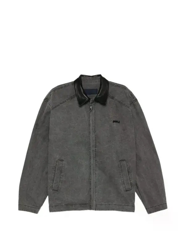 JUUN.J Leather-collar Zip-up Shirt Jacket