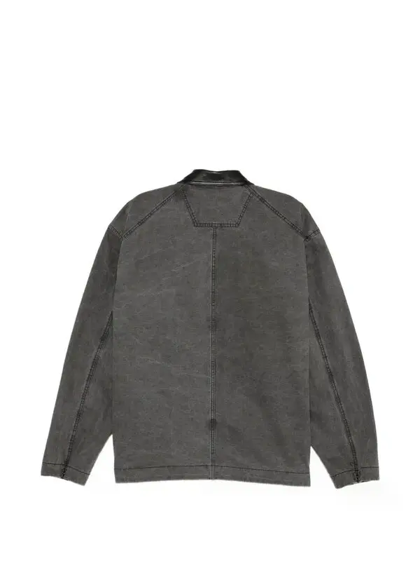 JUUN.J Leather-collar Zip-up Shirt Jacket