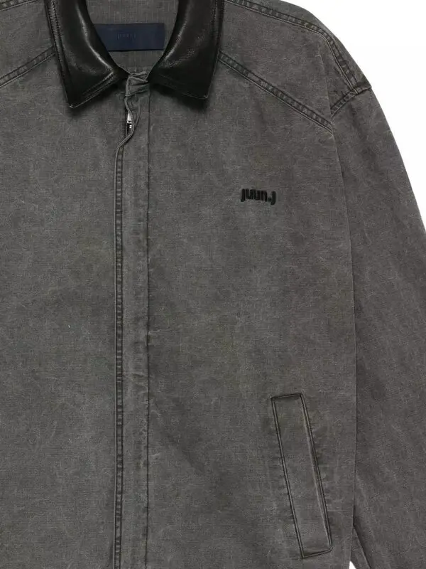 JUUN.J Leather-collar Zip-up Shirt Jacket