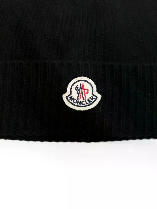 Moncler Logo-patch Ribbed-knit Beanie Hat