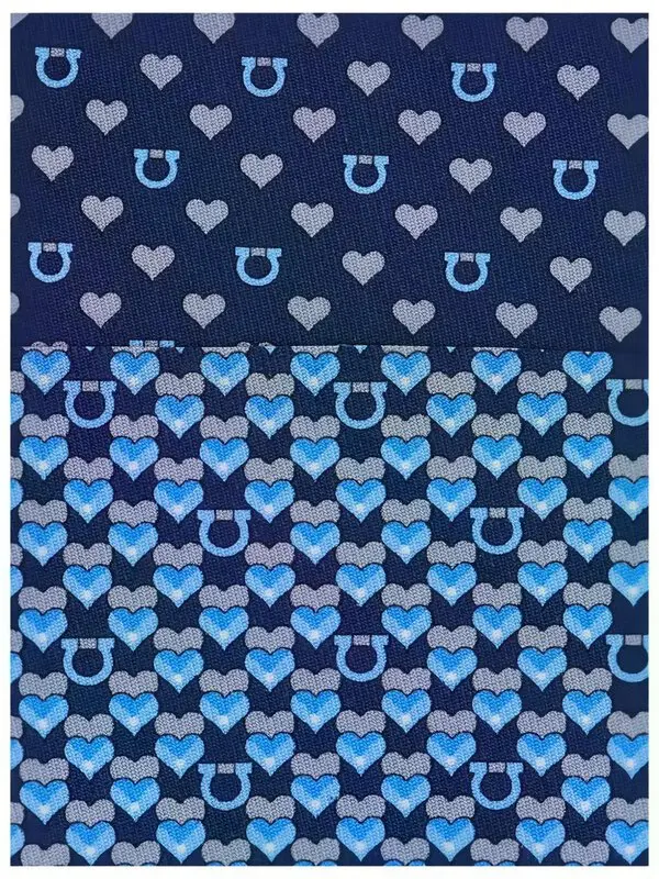 FERRAGAMO Gancini Heart-print Tie - Blue