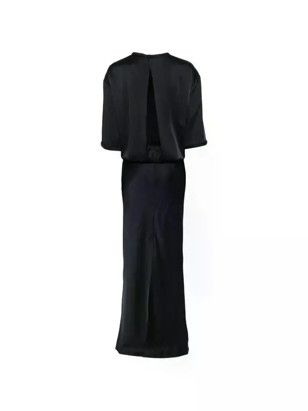 SEMICOUTURE Satin-finish Open-back Maxi Dress