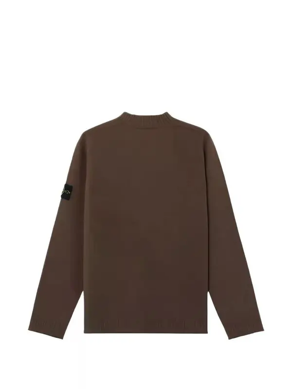 Stone Island Logo-patch Knit Sweater - Brown