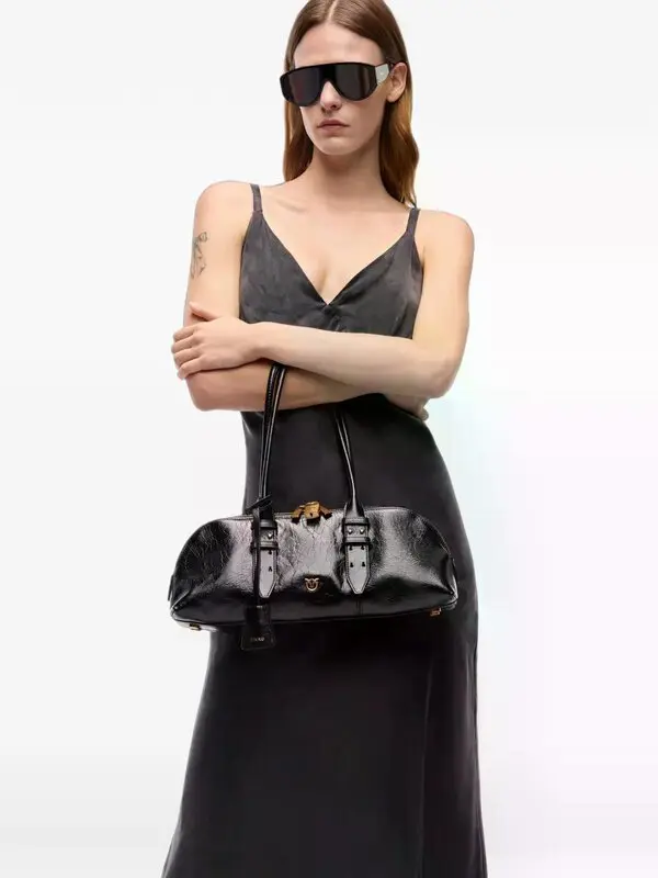 Pinko Escape Bag Horizontal Large Handbag In New Shiny Leather
