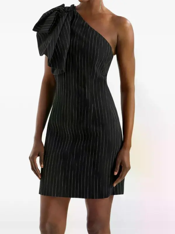 GENNY Pinstripe-pattern Bow-detail Mini Dress