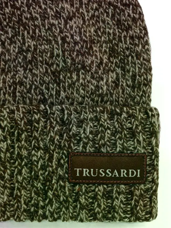 TRUSSARDI Mouliné Logo-patch Ribbed Beanie