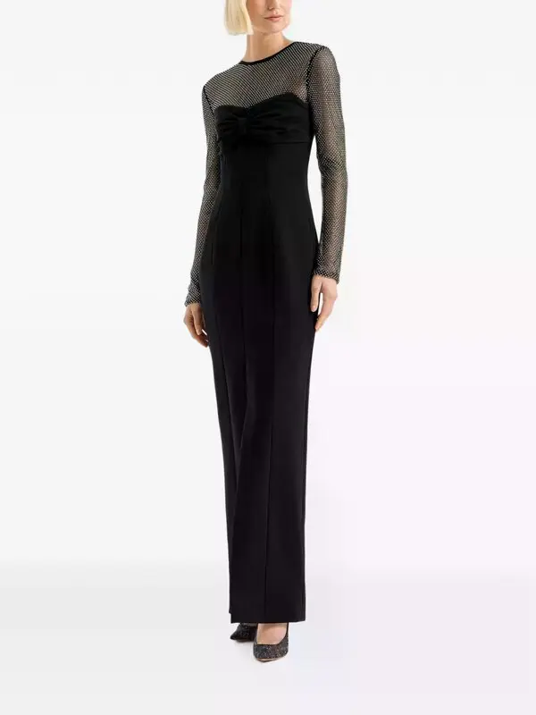 GENNY Bow-detail Mesh-panel Maxi Dress