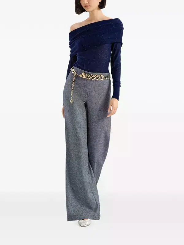 GENNY Tweed-effect Flared Trousers