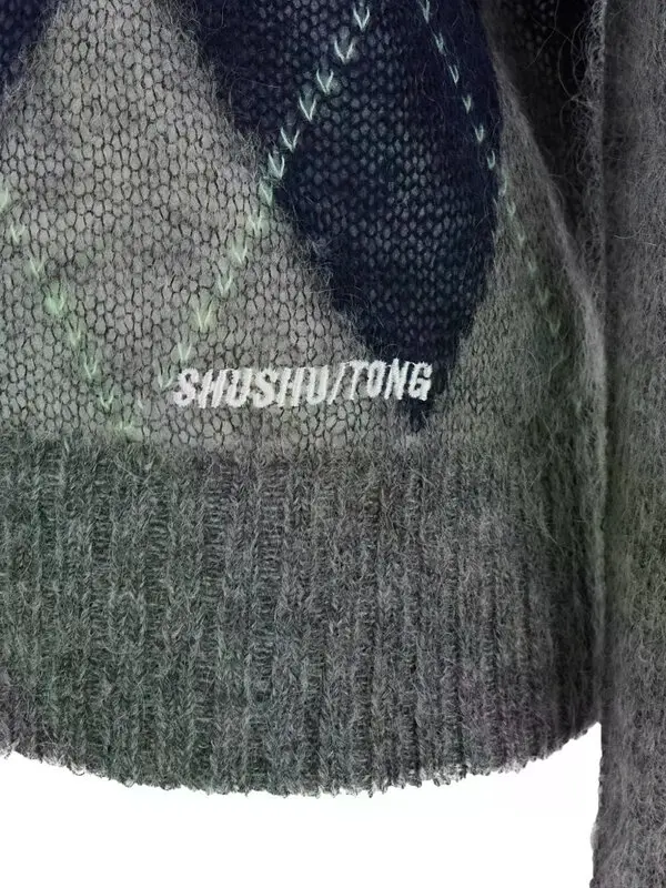 SHUSHU/TONG Argyle-pattern V-neck Sweater