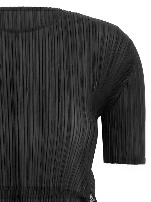 Issey Miyake Sheer Slit Pleats Short-sleeve T-shirt - Black