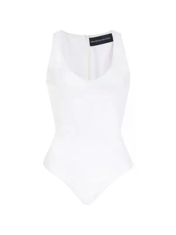 Brandon Maxwell Janie Scoop-neck Bodysuit