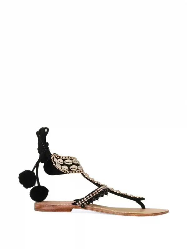 Silvia Tcherassi Vechiano Shell-embellished Sandals