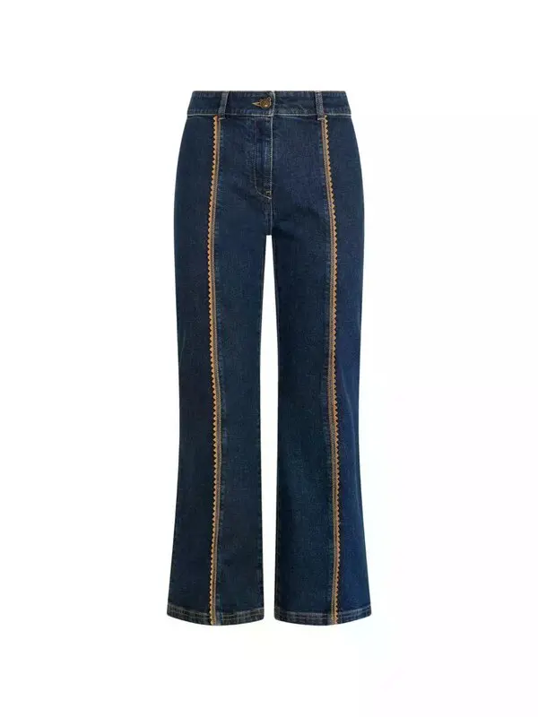 Moschino Zigzag-trim Flared Jeans - Blue