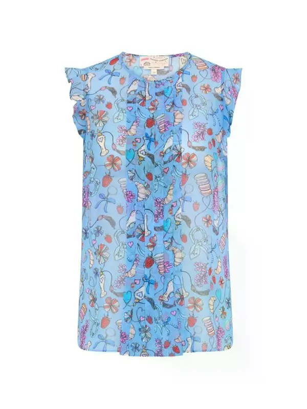 MAISON COMMON Perfume-print Silk Blouse