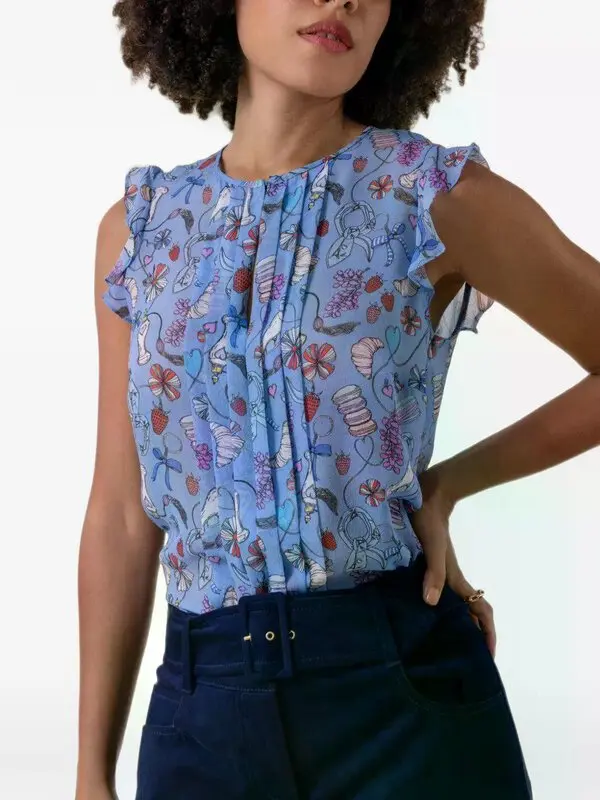 MAISON COMMON Perfume-print Silk Blouse