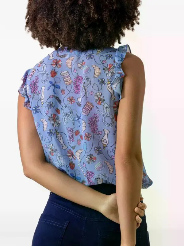 MAISON COMMON Perfume-print Silk Blouse