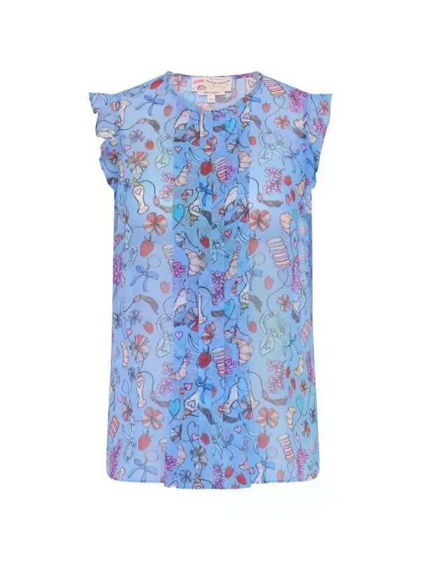 MAISON COMMON Perfume-print Silk Blouse