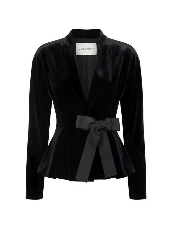 Alberta Ferretti Bow-detail Peplum Jacket - Black
