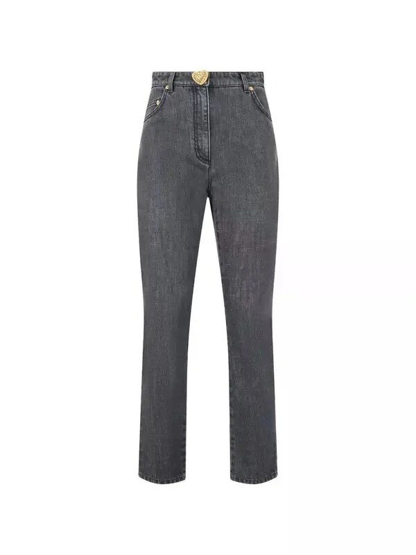 Moschino Heart-button Straight-leg Jeans - Grey