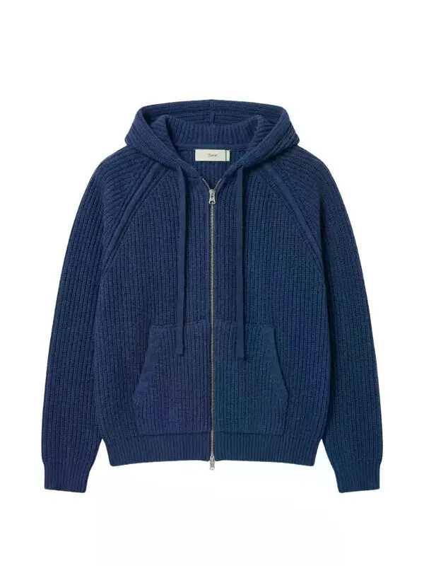 DUNST Ribbed-knit Zip-up Hoodie