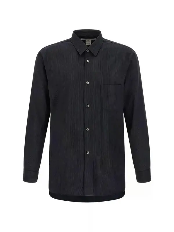 Comme Des Garçons Pinstripe-pattern Asymmetrical-hem Shirt