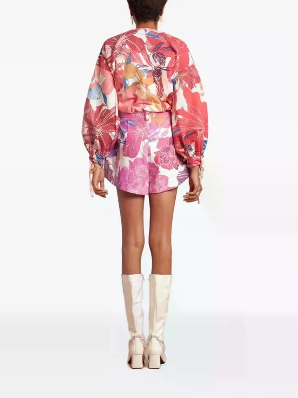 ISLA & WHITE Sophie Floral-print Balloon-sleeve Top