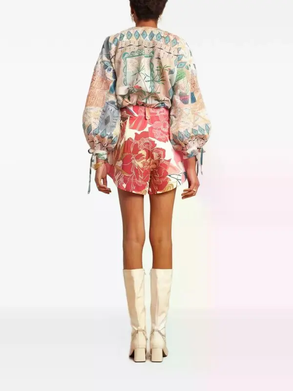 ISLA & WHITE Sophie Floral-print Balloon-sleeve Top