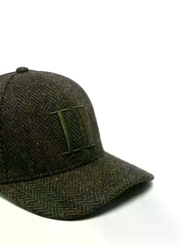 LES DEUX Herringbone-pattern Embroidered-logo Baseball Cap