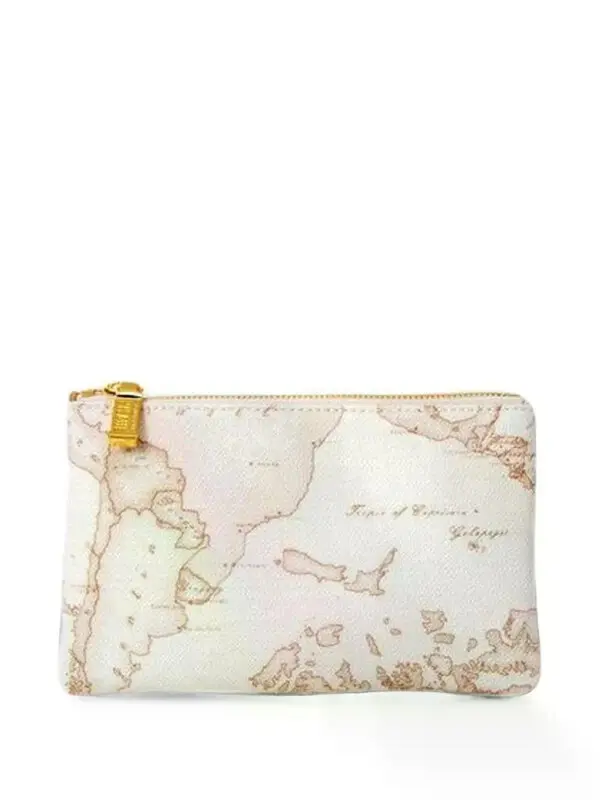ALVIERO MARTINI 1° CLASSE Medium Geo White World Map Clutch Bag