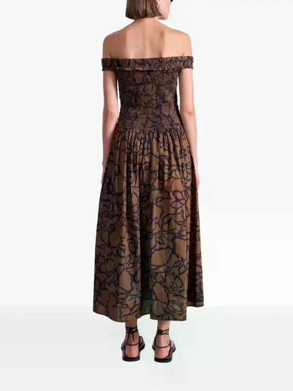 APIECE APART Britt Smocked Off-shoulder Maxi Dress
