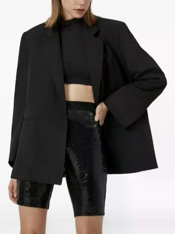 IN THE MOOD FOR LOVE Lycia Pinstripe Blazer - Black