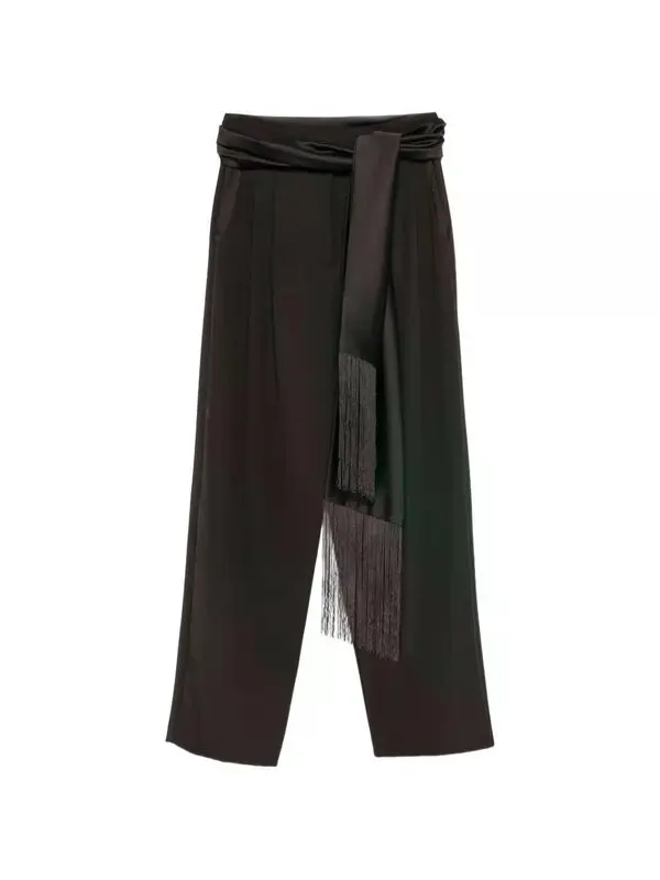 Imperial Fringe-trim Belted Trousers - Brown
