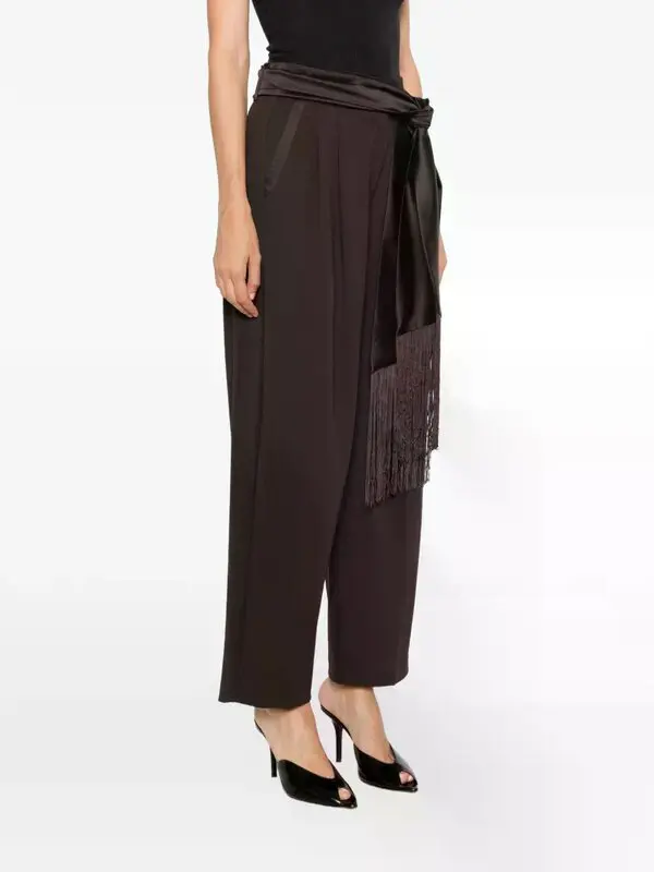 Imperial Fringe-trim Belted Trousers - Brown