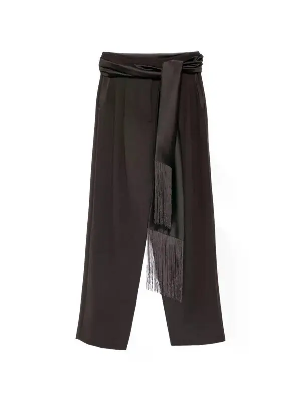 Imperial Fringe-trim Belted Trousers - Brown