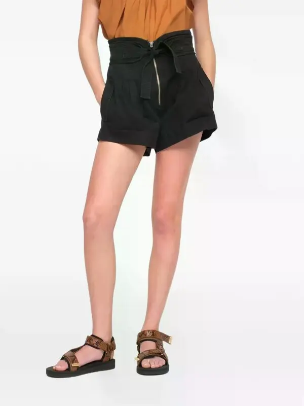 Sea Suri Belted Canvas Shorts - Black