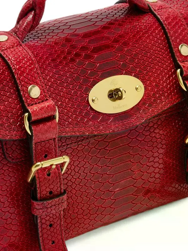 Mulberry Mini Alexa Snake-print Leather Tote Bag - Red