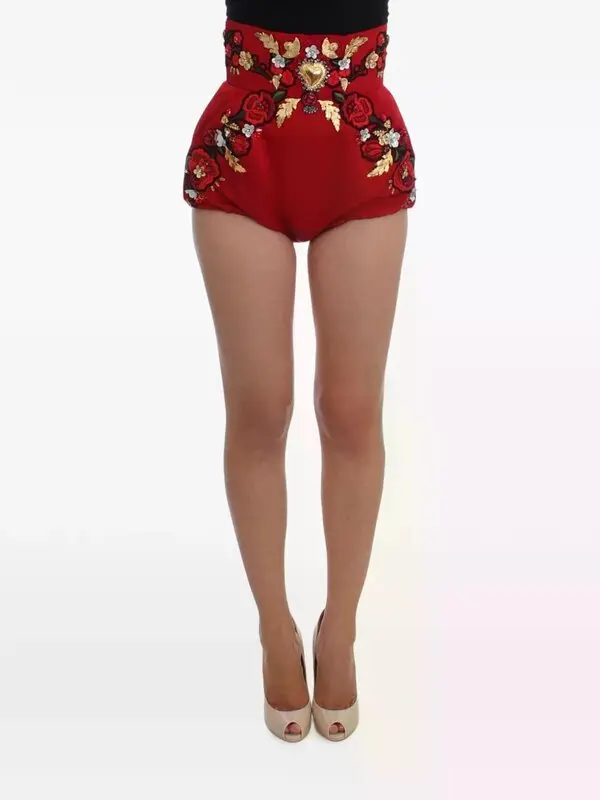 Dolce & Gabbana Crystal-embellished Shorts - Red