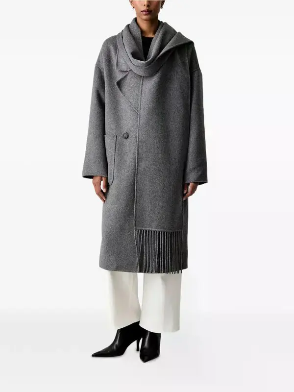 VICOLO Fringe-trimmed Scarf-detail Coat