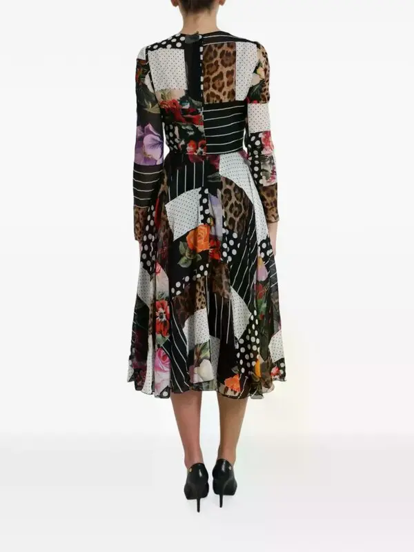 Dolce & Gabbana Patchwork-design Floral-print Midi Dress